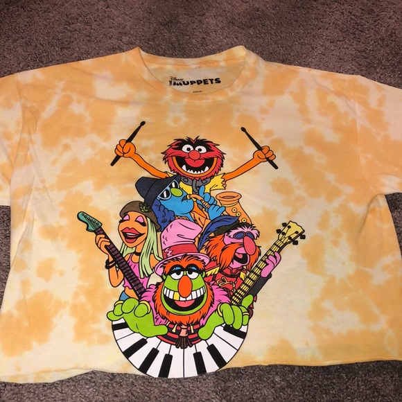 Disney | Tops | Tie Dye Yellow Muppet Band Crop Top | Poshmark